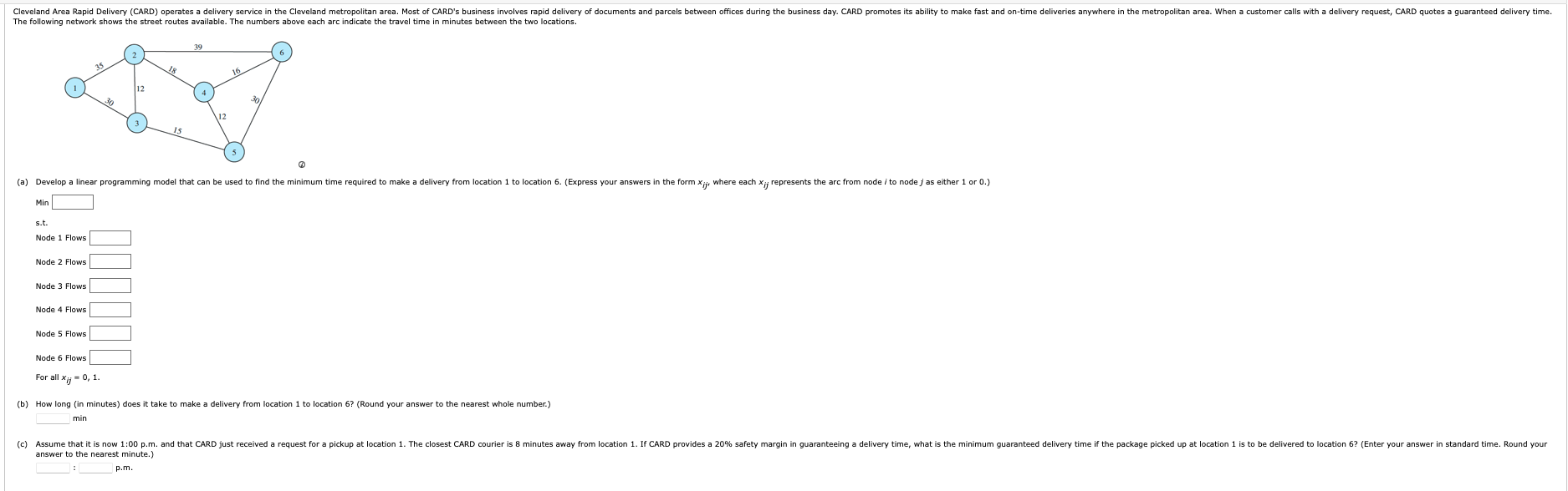 Solved The following network shows the street routes | Chegg.com