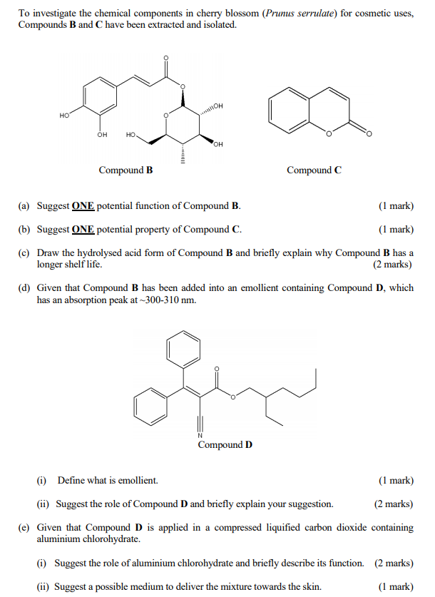 Solved To investigate the chemical components in cherry | Chegg.com