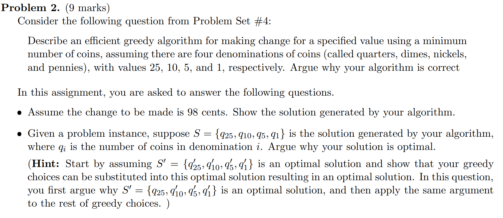 Solved Problem 2. (9 marks) Consider the following question | Chegg.com