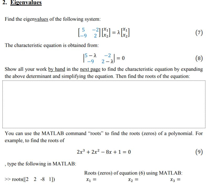 Solved 2. Eigenvalues Find the eigenvalues of the following | Chegg.com
