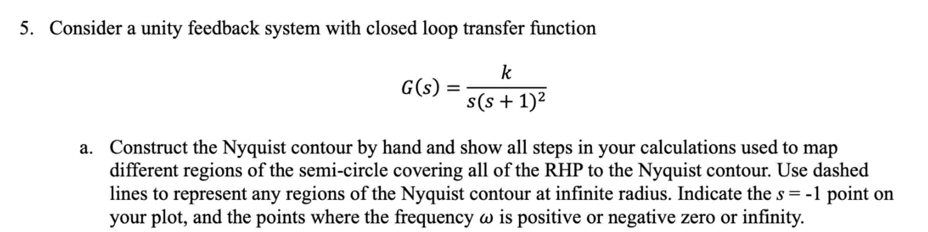 Consider a unity feedback system with closed loop | Chegg.com