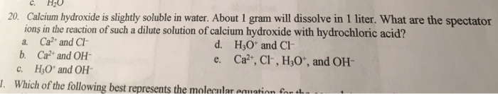 Solved Calcium hydroxide is slightly soluble in water. About | Chegg.com