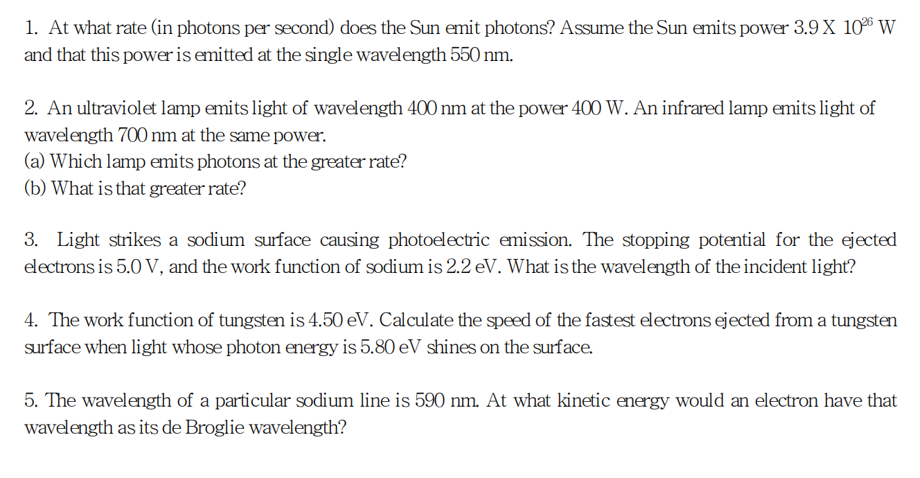 Solved 1. At what rate (in photons per second) does the Sun | Chegg.com