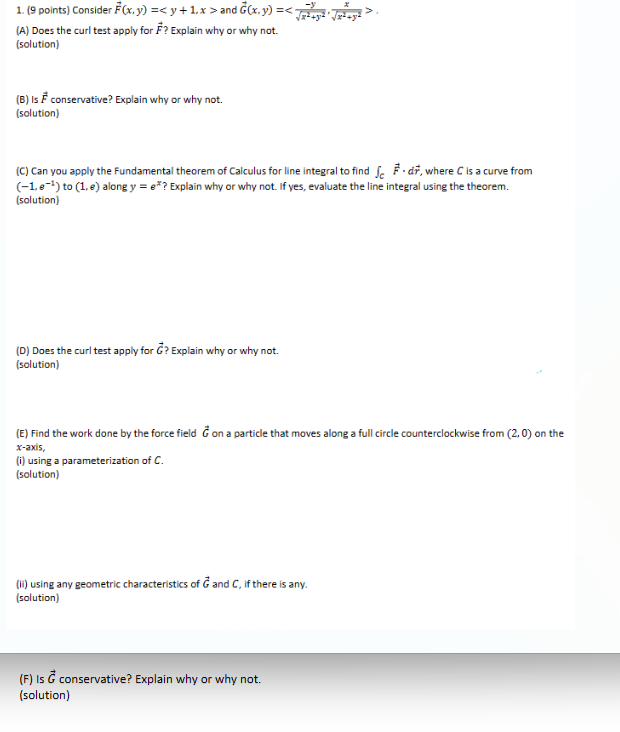 Solved 1. (9 points) Consider F(x,y)= y+1,x and | Chegg.com