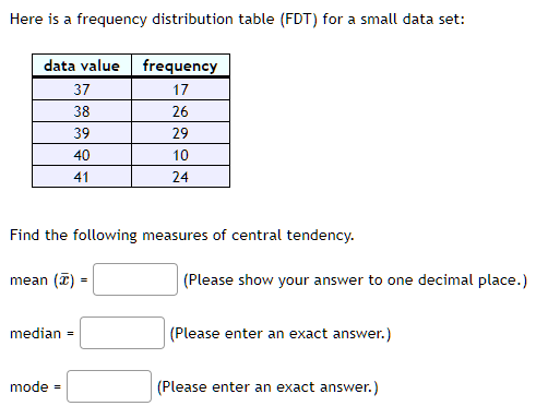 Solved Here is a frequency distribution table (FDT) for a | Chegg.com