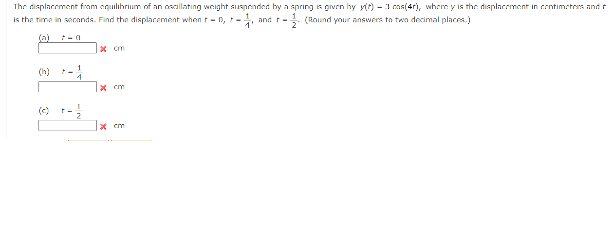 Solved The displacement from equilibrium of an oscillating | Chegg.com