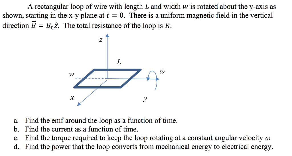 Solved A rectangular loop of wire with length L and width w | Chegg.com