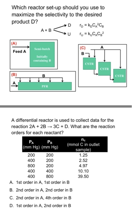 Solved Which reactor set-up should you use to maximize the | Chegg.com
