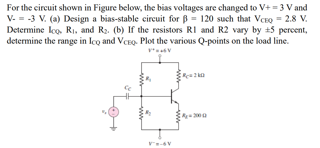 Solved For the circuit shown in ﻿Figure below, the bias | Chegg.com