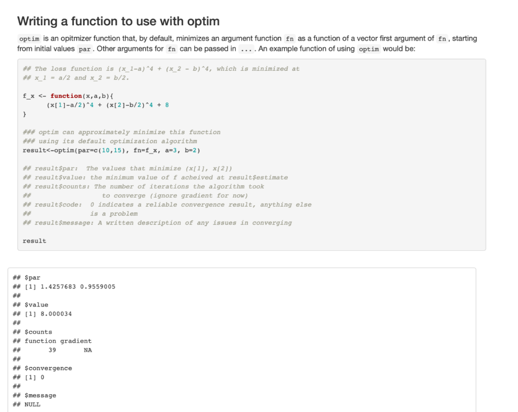 Solved Writing a function to use with optim optim is an | Chegg.com