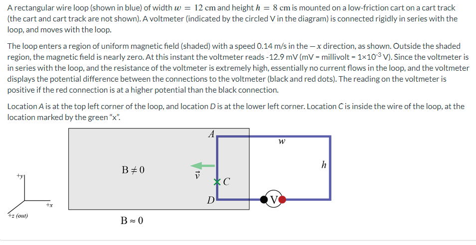 Solved A rectangular wire loop (shown in blue) of width w=12 | Chegg.com