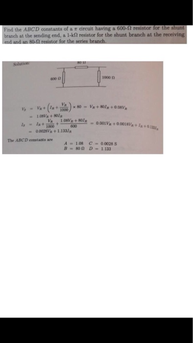 Solved the ABCD constants of a ? arcuit having a 600-? | Chegg.com