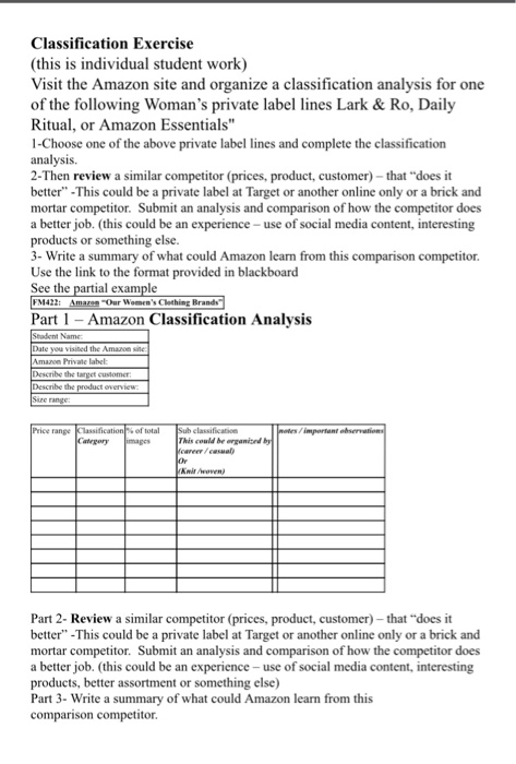 Solved Classification Exercise (this is individual student | Chegg.com