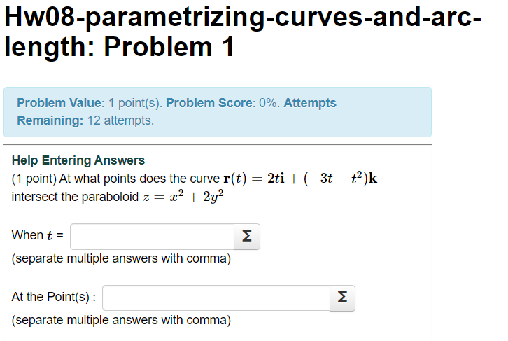 Solved Hw08-parametrizing-curves-and-arc- length: Problem 1 | Chegg.com