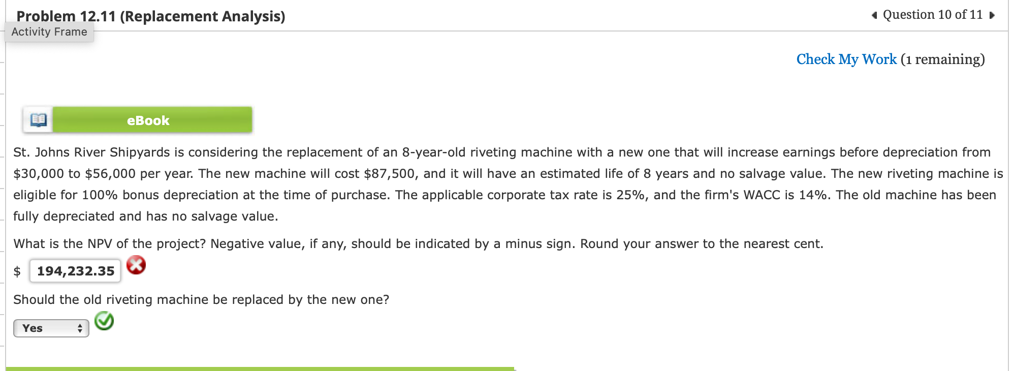 Solved Problem 12.11 (Replacement Analysis)St. ﻿Johns River | Chegg.com
