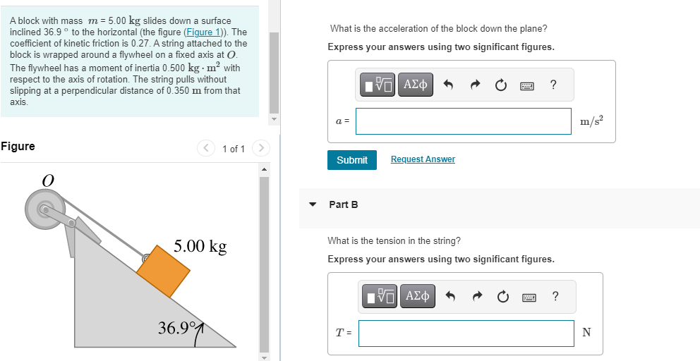 Solved A block with mass m=5.00 kg slides down a surface | Chegg.com