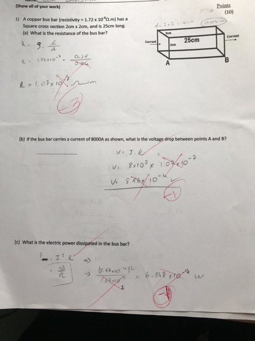 Solved A copper bus bar (resistivity = 1.72 times 10^-8 Ohm | Chegg.com