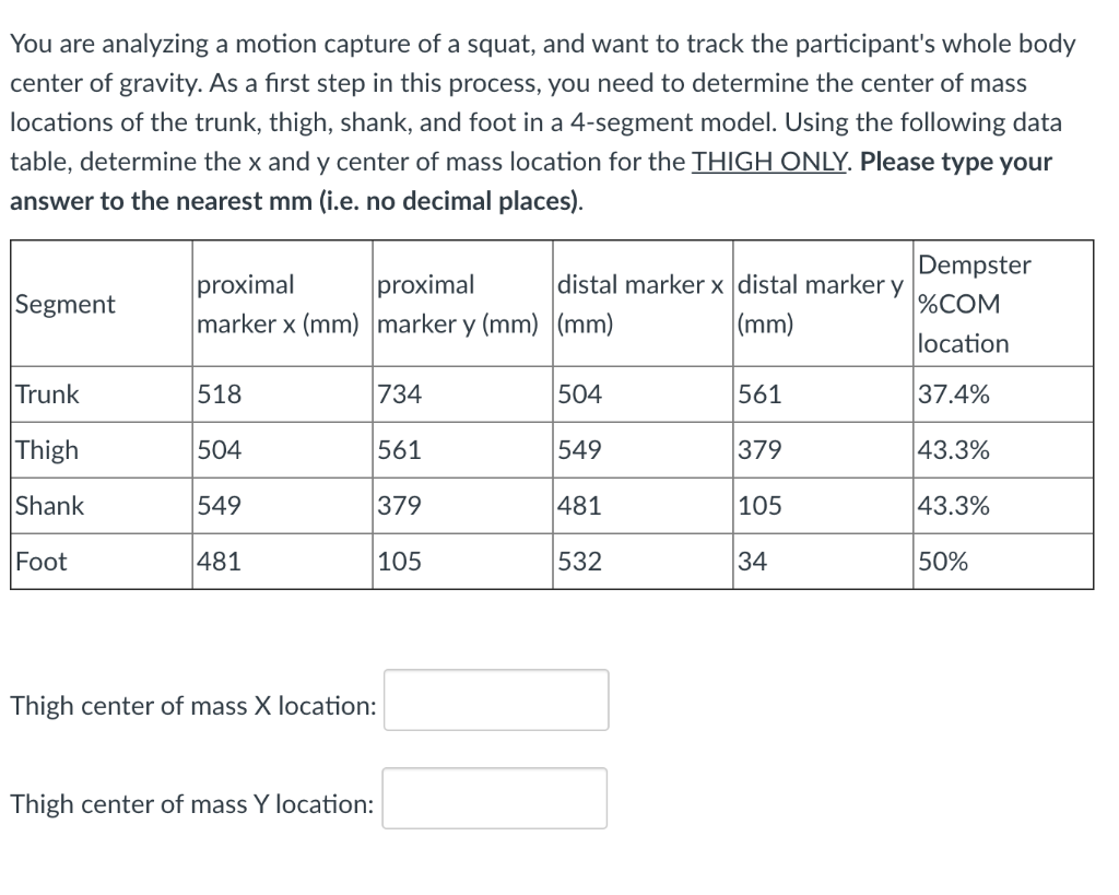 Solved You are analyzing a motion capture of a squat, and | Chegg.com