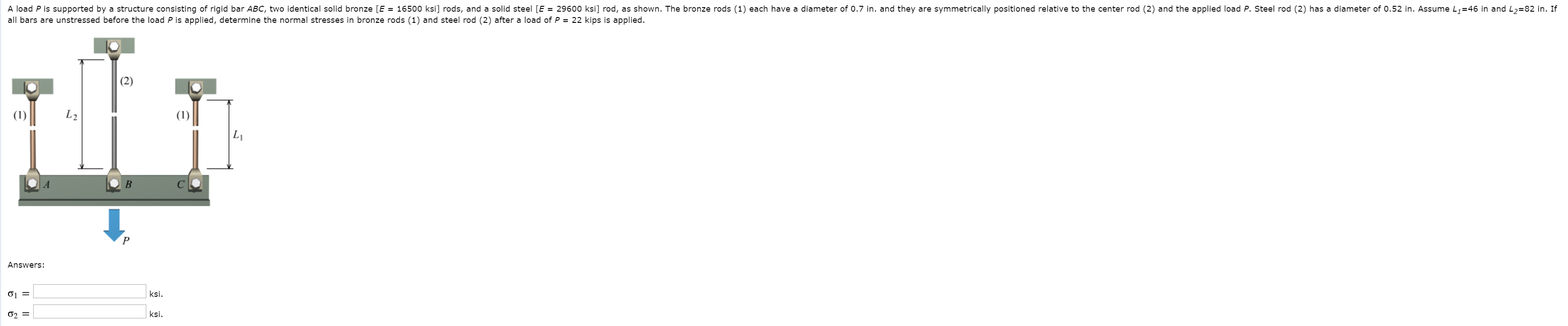 Solved A load P is supported by a structure consisting of | Chegg.com