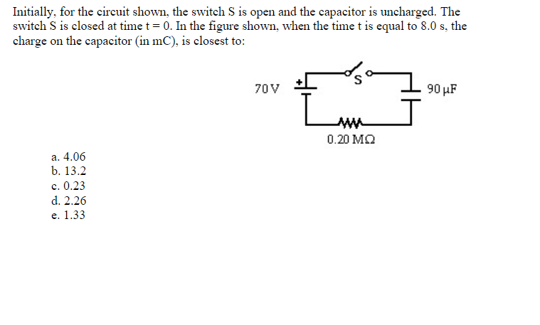 Solved Initially, for the circuit shown, the switch S is | Chegg.com