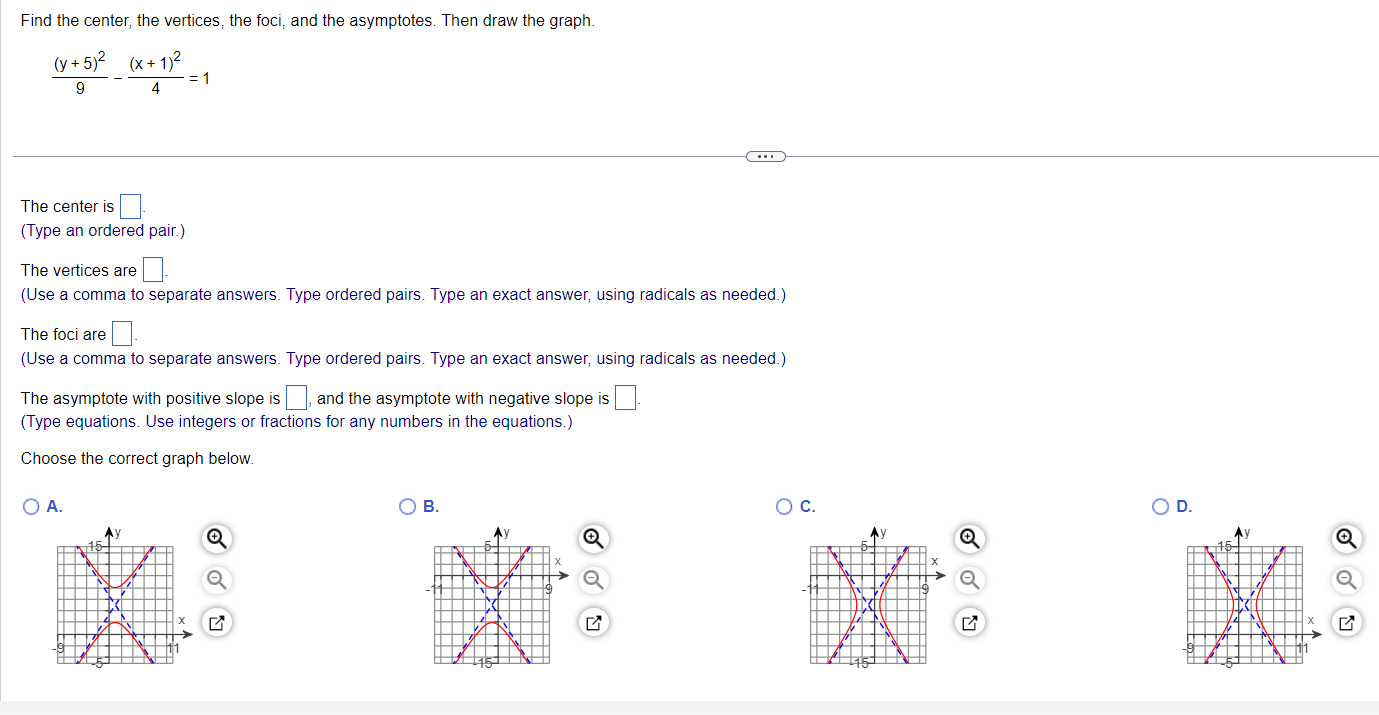 Solved Find the center, the vertices, the foci, and the | Chegg.com