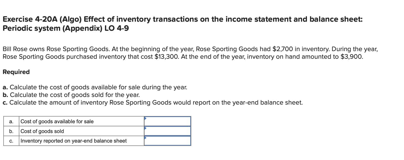 Solved Exercise 4-4A (Algo) Recording inventory transactions | Chegg.com
