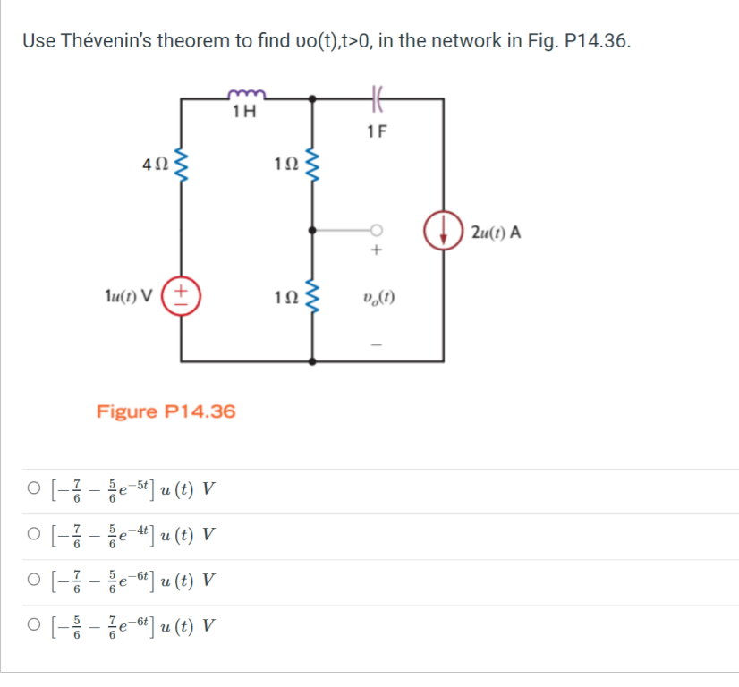 Solved Use Thévenin's theorem to find vo(t),t>0, in the | Chegg.com