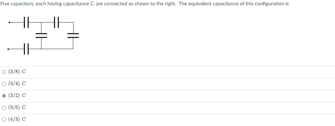 Solved Five capacitors, each having capacitance C, are | Chegg.com