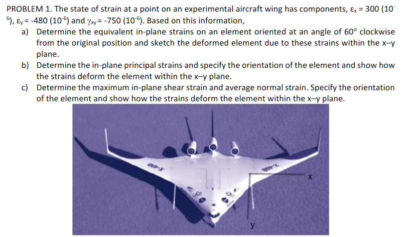 Solved PROBLEM 1. The state of strain at a point on an | Chegg.com
