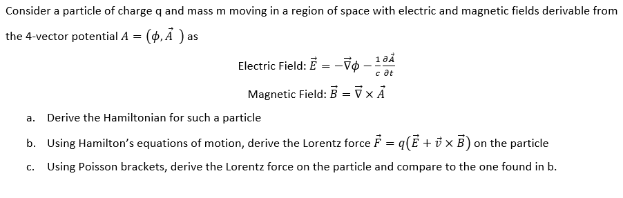 Solved Consider a particle of charge q and mass m moving in | Chegg.com