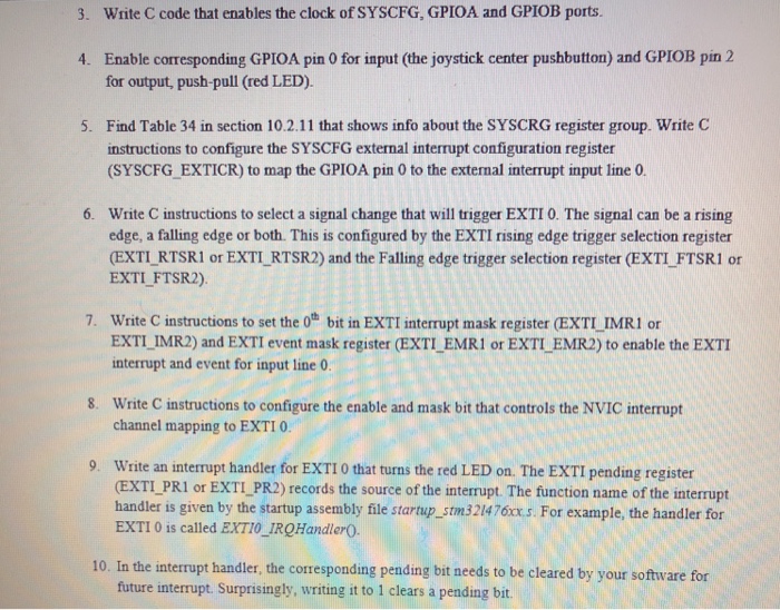 Solved 3. Write C code that enables the clock of SYSCFG, | Chegg.com