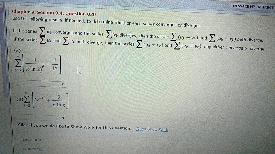Solved MESSAGE MY INSTRUCT Chapter 9, Section 9.4, Question | Chegg.com