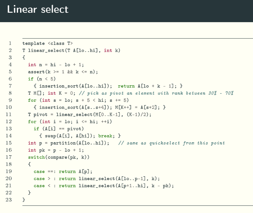 Solved Recall the LinearSelect algorithm we learnt in the | Chegg.com