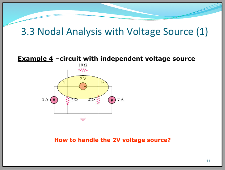 Solved 3.3 Nodal Analysis with Voltage Source (1) Example 4 | Chegg.com