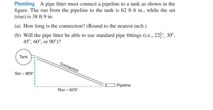 Solved Plumbing A pipe fitter must connect a pipeline to a | Chegg.com
