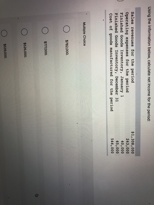 Solved Using the information below, calculate net income for | Chegg.com
