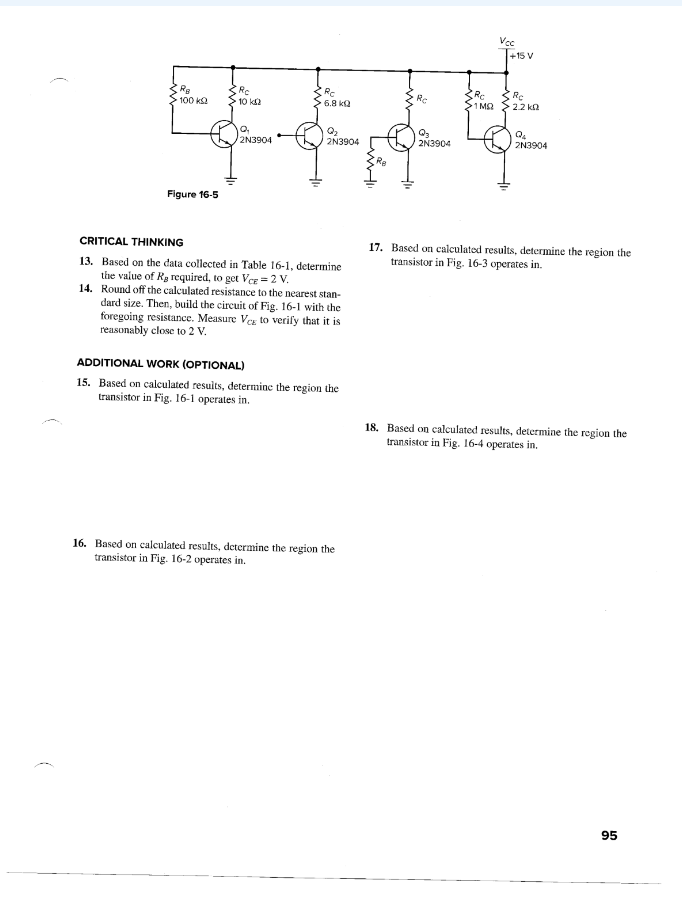Experiment 16 Transistor Operating Regions Tetermine | Chegg.com