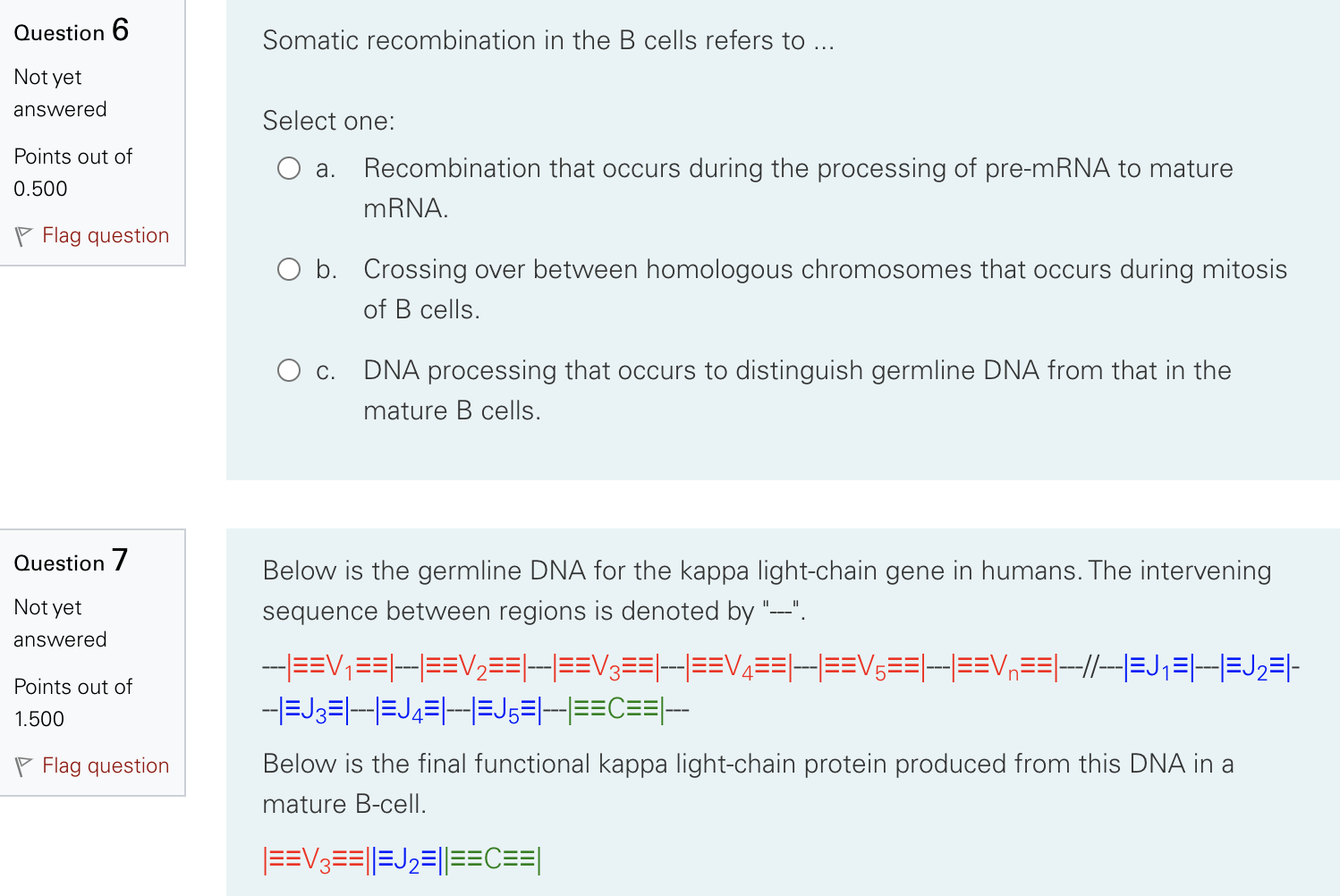 Solved Somatic recombination in the B cells refers to.. | Chegg.com