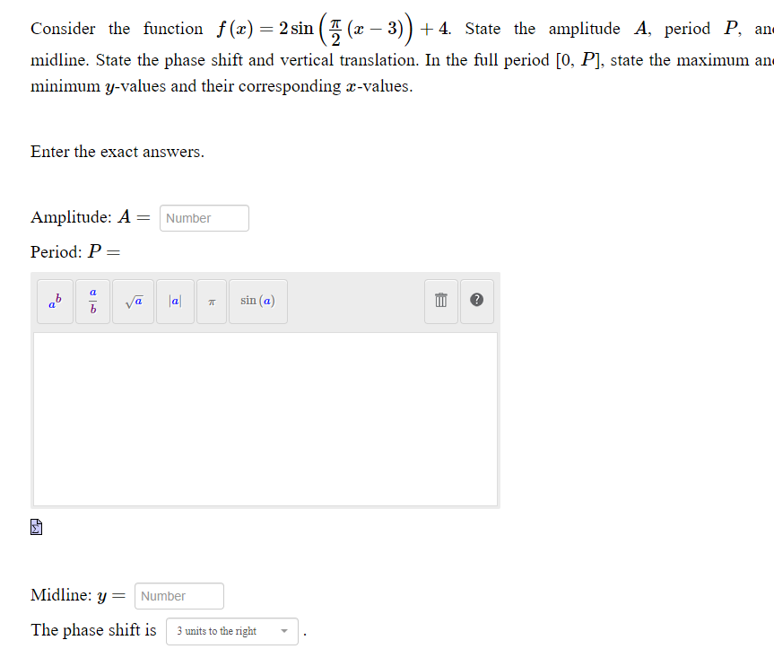 Solved Consider The Function F X 2sin π2 X 3 4 ﻿state