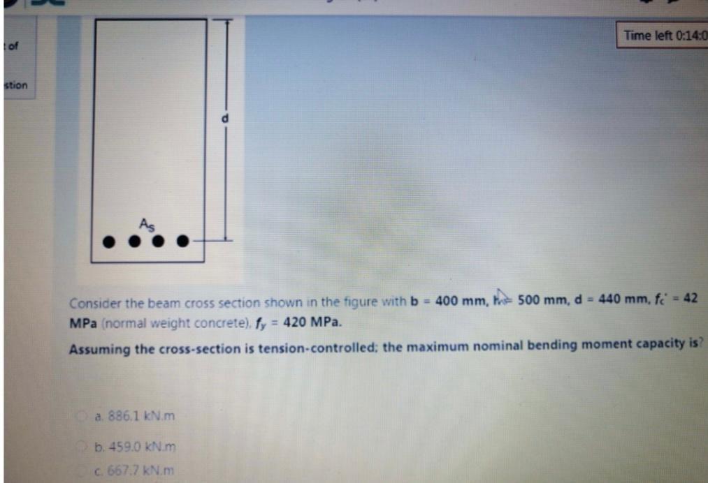 Solved Time left 0:14:0 of stion Consider the beam cross | Chegg.com Solved Time left 0:14:0 of stion Consider the beam cross | Chegg.com