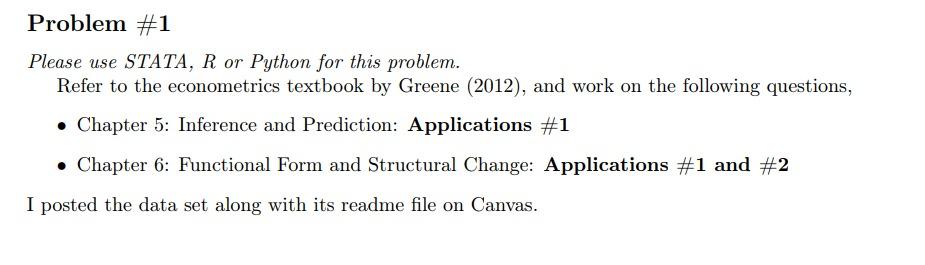 Problem #1 Please use STATA, R or Python for this | Chegg.com