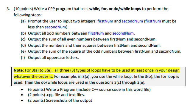 Solved 3. (10 points) Write a CPP program that uses while, | Chegg.com