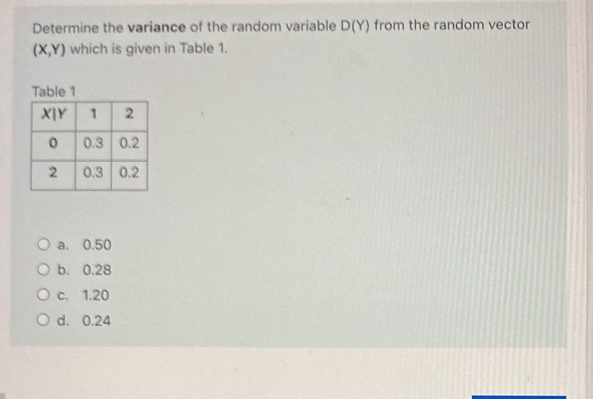 Solved Determine the variance of the random variable D(Y) | Chegg.com