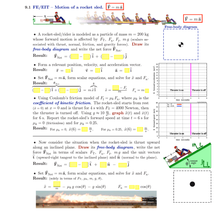 9.1 FE/EIT - Motion of a rocket sled. F=ma - A | Chegg.com