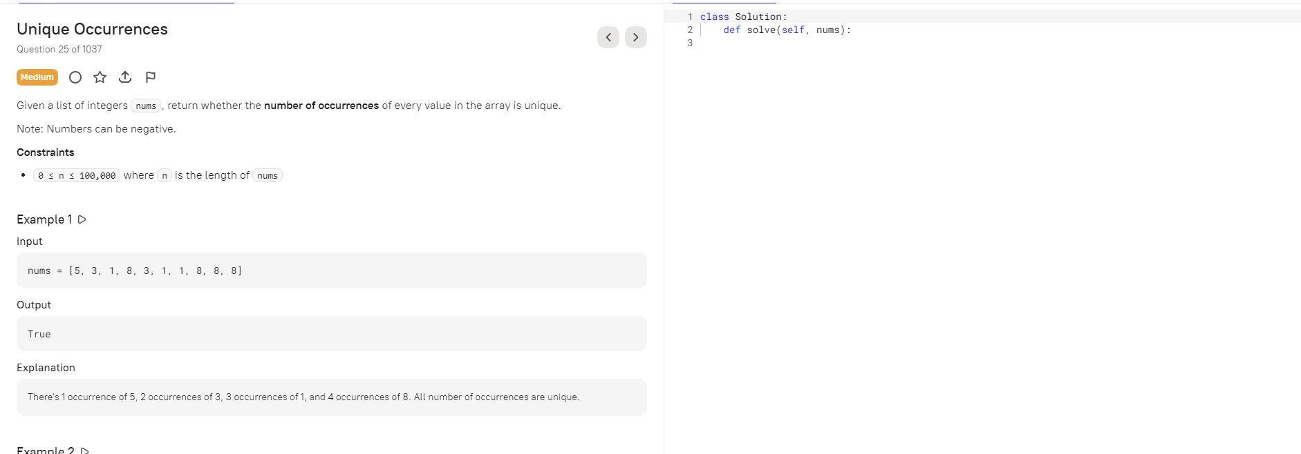 Solved Unique Occurrences 1 class Solution: 2 def | Chegg.com