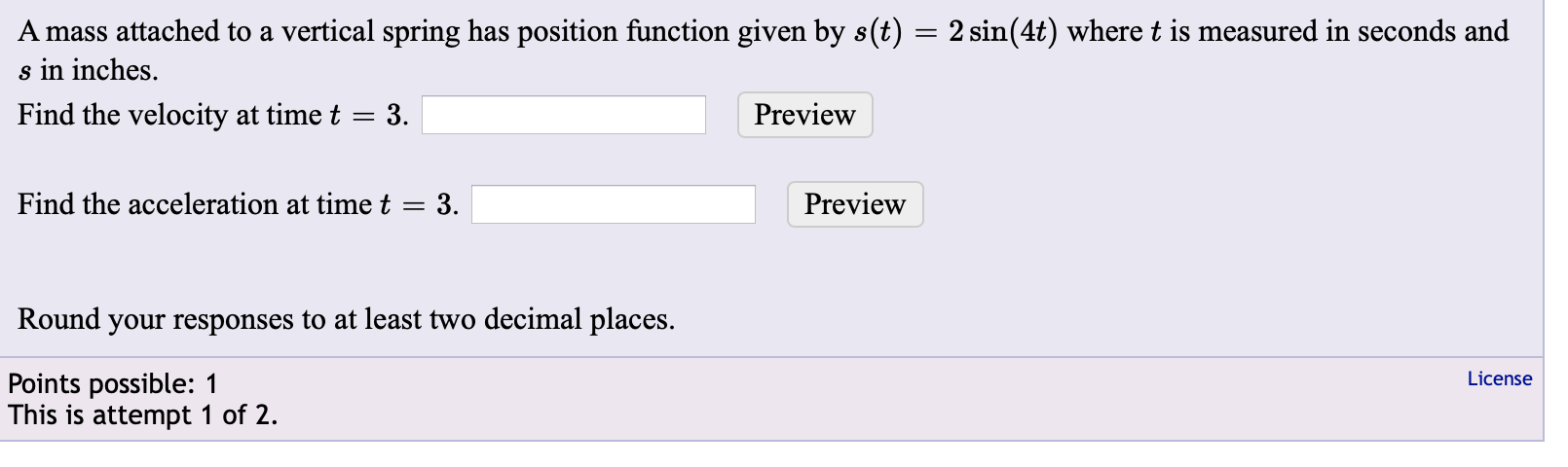 Solved A mass attached to a vertical spring has position | Chegg.com