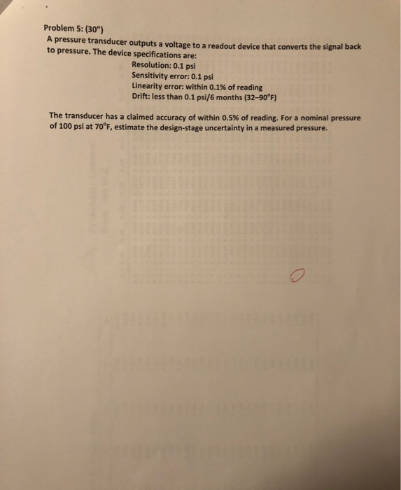 Solved Problem 5: (30") A pressure transducer outputs a | Chegg.com