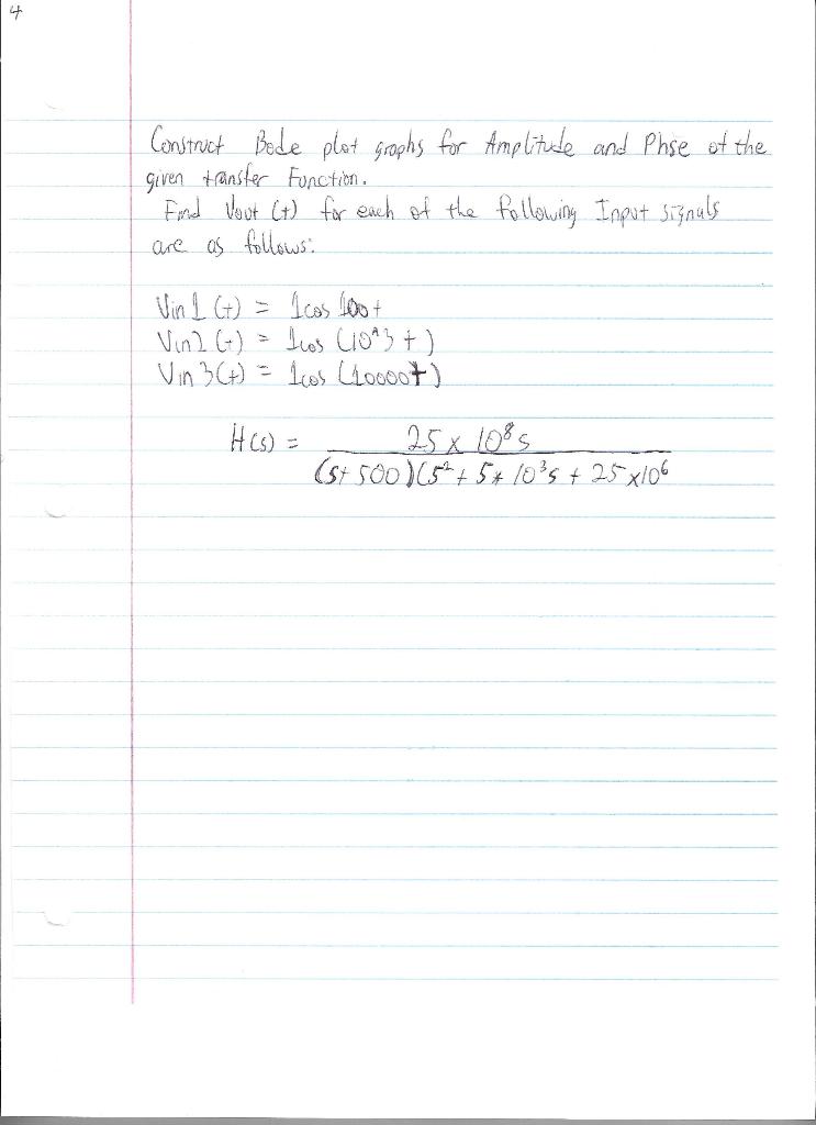 Solved 47 Construct Bode plat graphs for Amplitude and Phse | Chegg.com