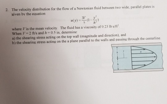 Solved 2. The velocity distribution for the flow of a | Chegg.com