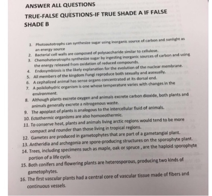 Solved ANSWER ALL QUESTIONS TRUE-FALSE QUESTIONS-IF TRUE | Chegg.com Solved ANSWER ALL QUESTIONS TRUE-FALSE QUESTIONS-IF TRUE | Chegg.com